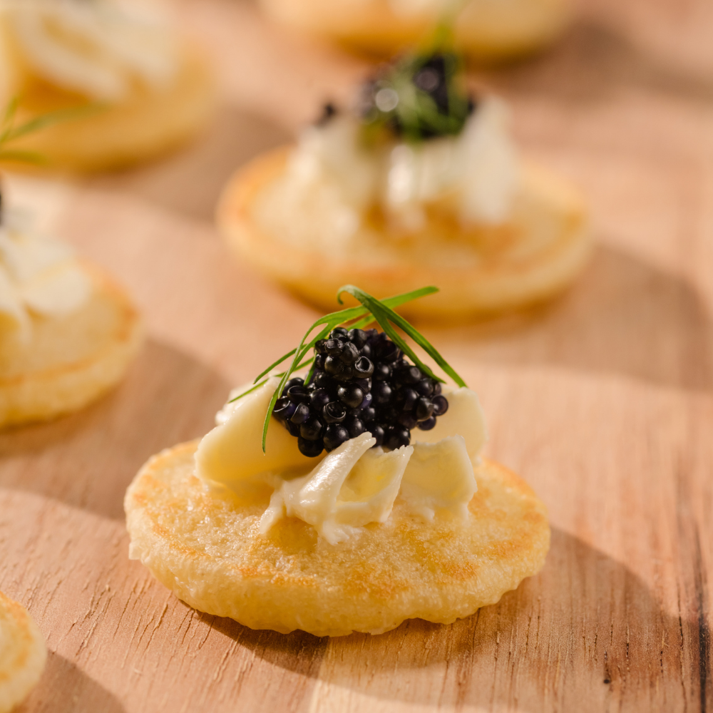 Caviar Blinis with Cream Cheese - La Casa Catering